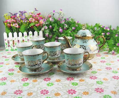 Cina Bollitore dell'acqua fredda di sollievo della decalcomania ed insieme ceramici placcati europei della tazza di tè in vendita