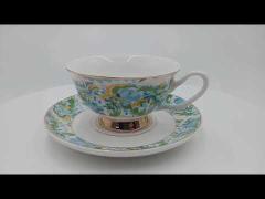 7OZ gouden Rim Ceramic Cup And Saucer-Reeks, Steengoedkop en Schotel met Ce-Goedkeuring