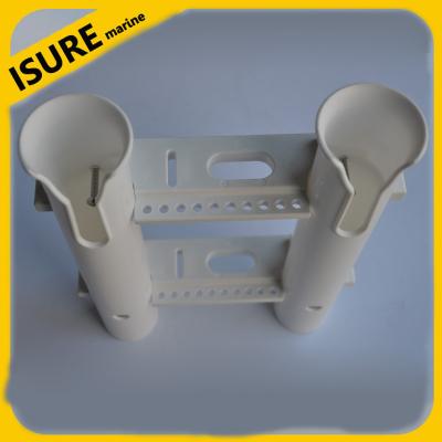 China White Boat Plastic Rod Holder 2 Tube Fishing Plastic Rod Holder Rack for sale