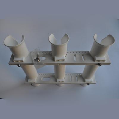 China White Boat Plastic Rod Holder 3 Tube Fishing Plastic Rod Holder Rack for sale