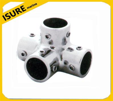 China Boat Hand Rail Fitting-90 Degree 4 Way Corner Elbow -Marine Stainless Steel for sale