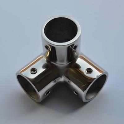China Boat Hand Rail Fittings-90 Degree 3 Way Corner Elbow-Marine Stainless Steel for sale