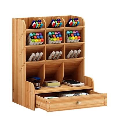 Cina 2021 New Design Office Modern Wooden Stationary Pen Holder In Natural in vendita