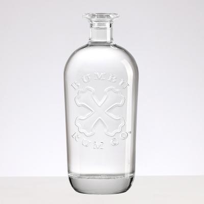 Cina 700 ml 750 ml 1000 ml bottiglia di vetro a stampa fredda Extra Super Flint per Gin Vodka Tequila Whisky Brandy in vendita