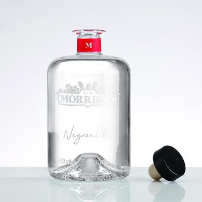 China Duidelijk glas 100 ml 250 ml 375 ml 500 ml Ronde bevroren wijn Vodka fles met kurkstop Te koop