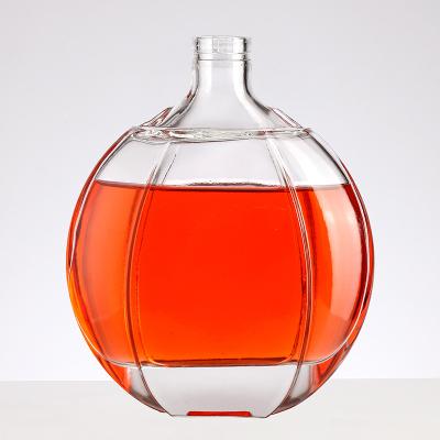 Cina 500ml 750ml Boccetta di vetro di vino liquore rotondo a bocca piccola piatta con tappo OEM/ODM Benvenuto in vendita