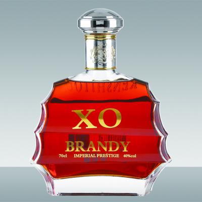 Cina Logo personalizzato Bottiglia di vetro a forma di oblate trasparente per 500 ml 750 ml di liquore di whisky brandy in vendita