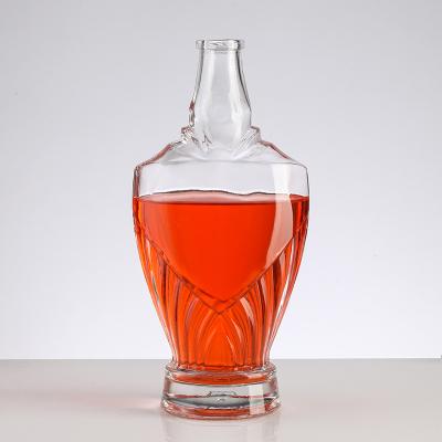 中国 カスタムデザイン 丸い形 750ml ガラスウイスキーボトル コークとクリア 販売のため