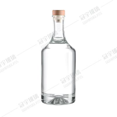 Cina Acid Etch Surface Round Shape 750 ml RUM WISKEY Bottiglie di vetro per imballaggi di alcol in vendita