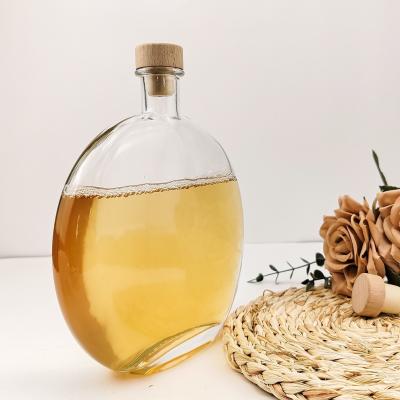 Cina Bottiglia di vetro con sughero 500 ml Rotonda Chiara XO Concia Bottiglia di rum Accettabile Logo del cliente in vendita