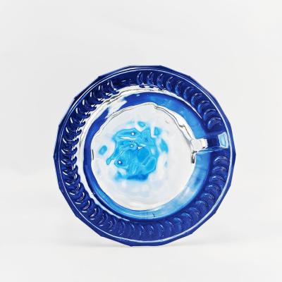 Cina Bottiglia di vino in vetro blu di lusso da 500 ml a 700 ml con superficie stampata a caldo in vendita