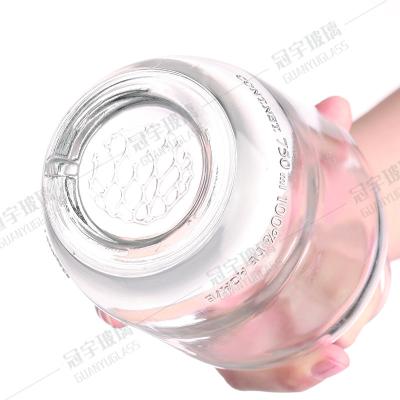 China Acceptable Customer's Logo Glass Products 500ml 750ml Empty Alcohol Bottle with Cork for sale
