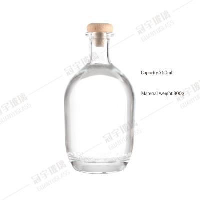 China Acceptable Customer's Logo Glass Products 500ml 750ml Empty Alcohol Bottle with Cork for sale