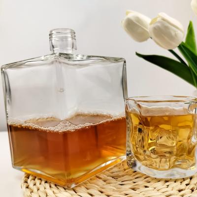 China Freely Collar Material Glass 550ml 750ml Whisky Empty Whiskey Bottle for Manufacture for sale