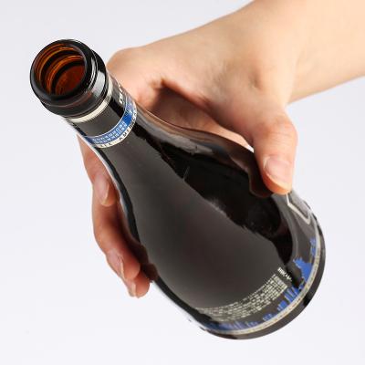 China Glaskraag 330ml Flint Amber Cobalt Blauwe Fles met aangepast logo en kroon kap Te koop