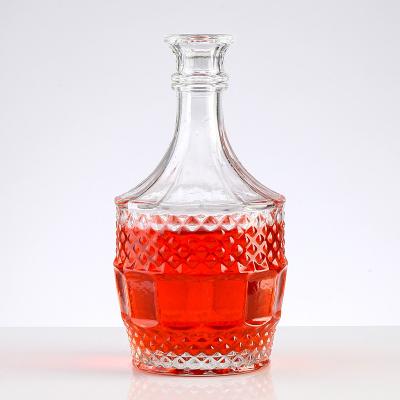 China Garrafa de vidro de vinho de beleza transparente de 500 ml com design único e tipo de vedação de cortiça à venda