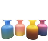 China 50ml 100ml Black Frosted Glass Essential Oils Diffuser Simple Round Reed Diffuser Bottle for sale