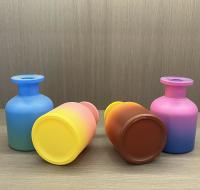 China 50ml 100ml Black Frosted Glass Essential Oils Diffuser Simple Round Reed Diffuser Bottle for sale