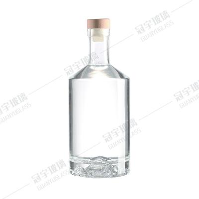 China 750 ml de Vodka cilíndrica Garrafa de vidro de vinho Garrafa de vidro com manuseio de superfície de gravação ácida à venda