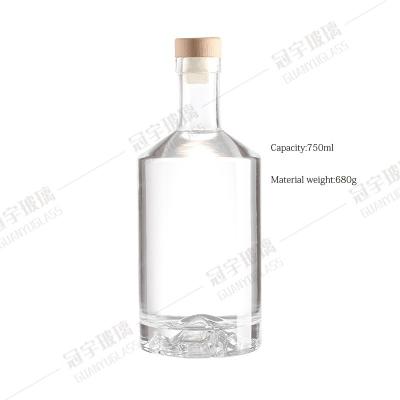 China 750 ml de Vodka cilíndrica Garrafa de vidro de vinho Garrafa de vidro com manuseio de superfície de gravação ácida à venda