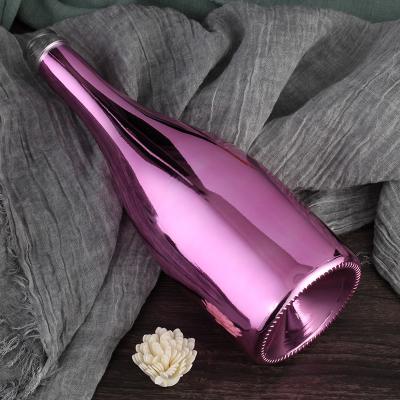 Cina Materiale del colletto di vetro 750 ml Bottiglia di vetro di champagne con finitura elettroplata e sughero in vendita