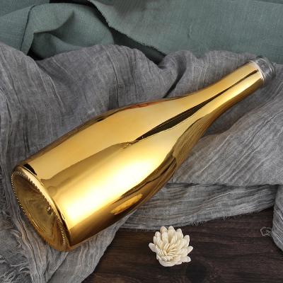 Cina Materiale del colletto di vetro 750 ml Bottiglia di vetro di champagne con finitura elettroplata e sughero in vendita