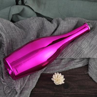 Cina Materiale del colletto di vetro 750 ml Bottiglia di vetro di champagne con finitura elettroplata e sughero in vendita