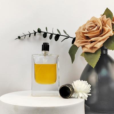 Cina Bottiglia di profumo in vetro piatto quadrato 50ml 30ml 100ml Bottiglia vuota con scatola design elegante in vendita