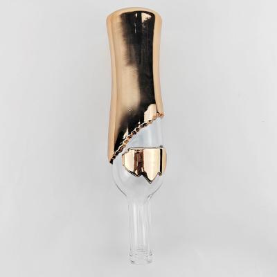 China Colar de vidro Estampagem a quente 750 ml Eletroplatação irregular Liquor Whiskey Brandy Flasca à venda