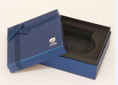 China Custom Printing Gift Box Packaging With Black Color EVA Spong Inlay Ribbon for sale