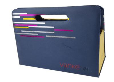 China Blue Color Printing CMYK Foil Hot Stamping Customized Design Cardboard Material Handbag with Box Inside for sale