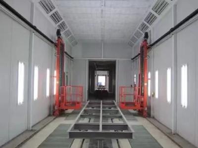China 2*2.2kw Outlet Fans Bus Spray Booth with Front Door/Safety Door Ceiling Filter Rate 98% for sale