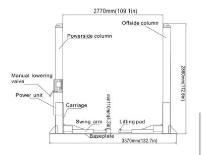 中国 床プレート 2 ポスト カーリフト 4000kg 110mm から 1850mm 2 ポスト 床プレート リフト 販売のため