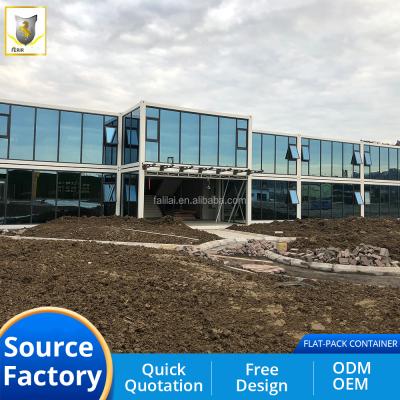 China Portable Two Story Mobile Modular Container House Breathable Glass Wall Modern Design Home Office Infrastructure Office Projects for sale