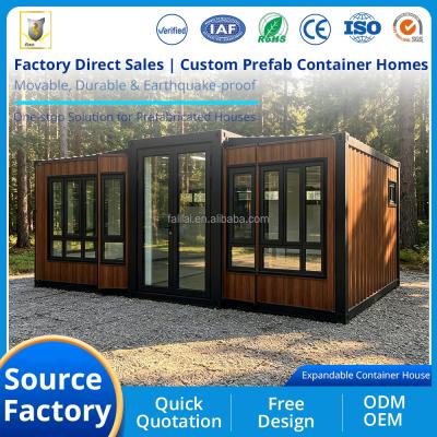 China 20ft 30ft 40ft Double Wing Expansion Box 1-4 Bedroom Expandable Container House With Bedroom Living Room Kitchen and Bathroom for sale