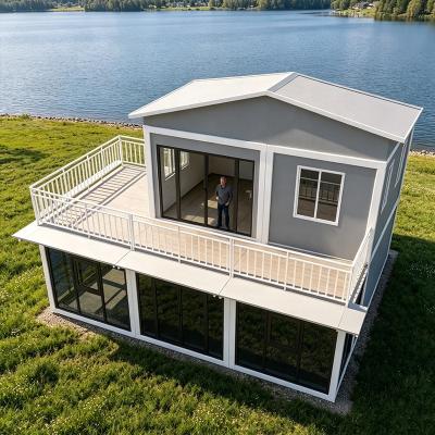 China 20&40ft Factory Direct Custom Layout 2-layer Steel Sandwich Panel Glass Bolt Assembly Flat Pack Container Office Building Villa for sale