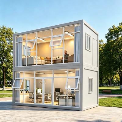 China 20ft Cheap Price Assembly Prefabricated Tiny Light Steel Structure Glass Curtain Wall Flat Pack Container House for Sale for sale