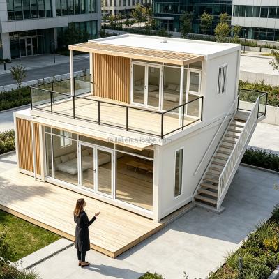China Source Factory Custom 2-storey Glass Curtain Wall 20ft Knock Fast Build Eco-friendly Flat Pack Container Office Multi-color for sale