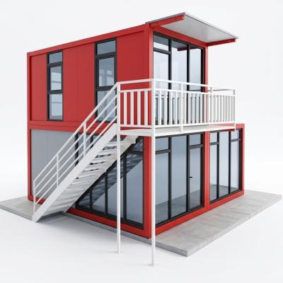 China 20ft Glass Wall Detachable Container House Galvanized Steel Frame Office House Multi-story Combined Prefab Hotel Home Office for sale