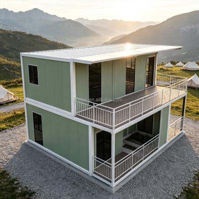 China 20ft 40ft Mobile Flat Pack Container House Detachable Reusable Modular Prefab Villa Two Floor Holiday Office Office Building for sale