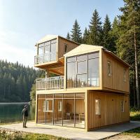 China 20&40ft Source Factory Quick Assembly Flat Pack Container Villa Stackable Building Multi-Color Optional Glamping Resort Cabin for sale