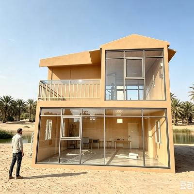China Custom Double Deck KD Flat Pack Container Home Prefabricated Steel Structure Holiday Villa With Balcony Full Interior Decoration for sale