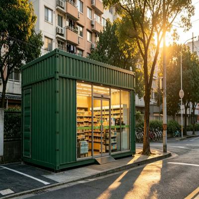 China Homes Prefab Container Prefabricated Foldable Steel Coffee Shops Stores Flat Pack Garage Casas Prefabricadas Vacation Mall for sale