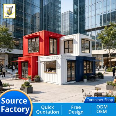 China Shop Container Fast Food Container Coffee Shop Food Kiosk Container  Bar Pop up Store Modular Prefab Shop Flat Pack Prefab Kiosk for sale