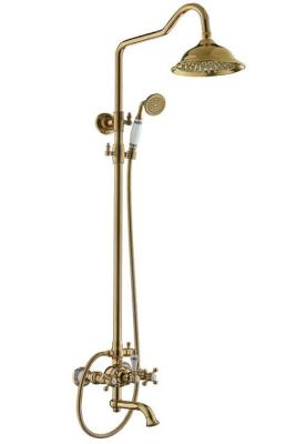 China Cool/Hot four handles bronze shower faucet with sprayer, china supplier of bronze shower fixtures for sale