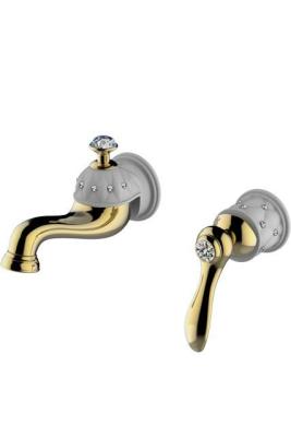 China Diamond decor white wall mount bathroom sink faucet, romantic wall mounted sink faucets for sale