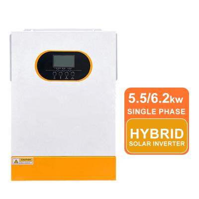 China 6.2kw 5.5KW 48V Pure Sine Wave Hybrid Solar Inverter with MPPT High Voltage Input Lithium Battery RS485 Communication for sale