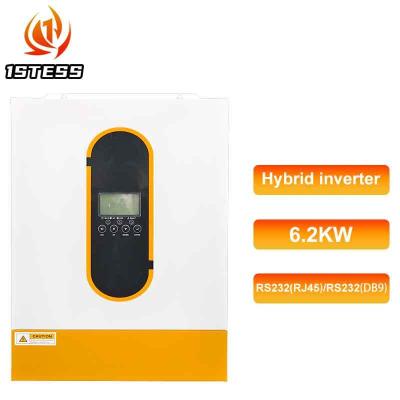 China 48V 6.2kw Hybrid Solar Inverter Single Phase Pure Sine Wave 6.2KVA 6200W Off Grid Solar Inverter MPPT 120A Dual Output For Battery Backup for sale