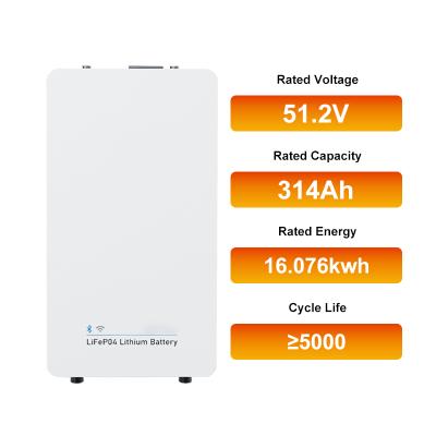China 51.2V 314Ah 16kwh All in One Energy Storage Battery LiFePO4 Lithium Battery Pack Wall Mounted with Strong Balancing Capability for sale