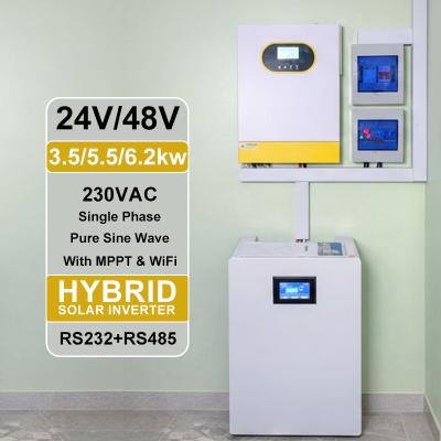China 3.5KW 24V Solar Inverter Pure Sine Wave MPPT Single Phase 230Vac Output with RS485 Lithium Battery Communication for sale